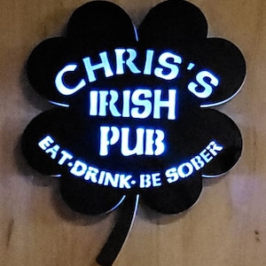 Irish Pub Bar Sign, LED Sign, Four Leaf Clover, Luck Leaf Sign, Bar ...