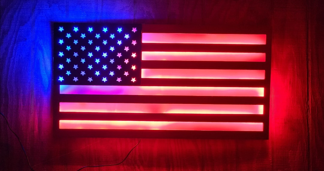 American Flag, USA Flag Led Sign, Custom Led Sign, Handmade Led Sign ...