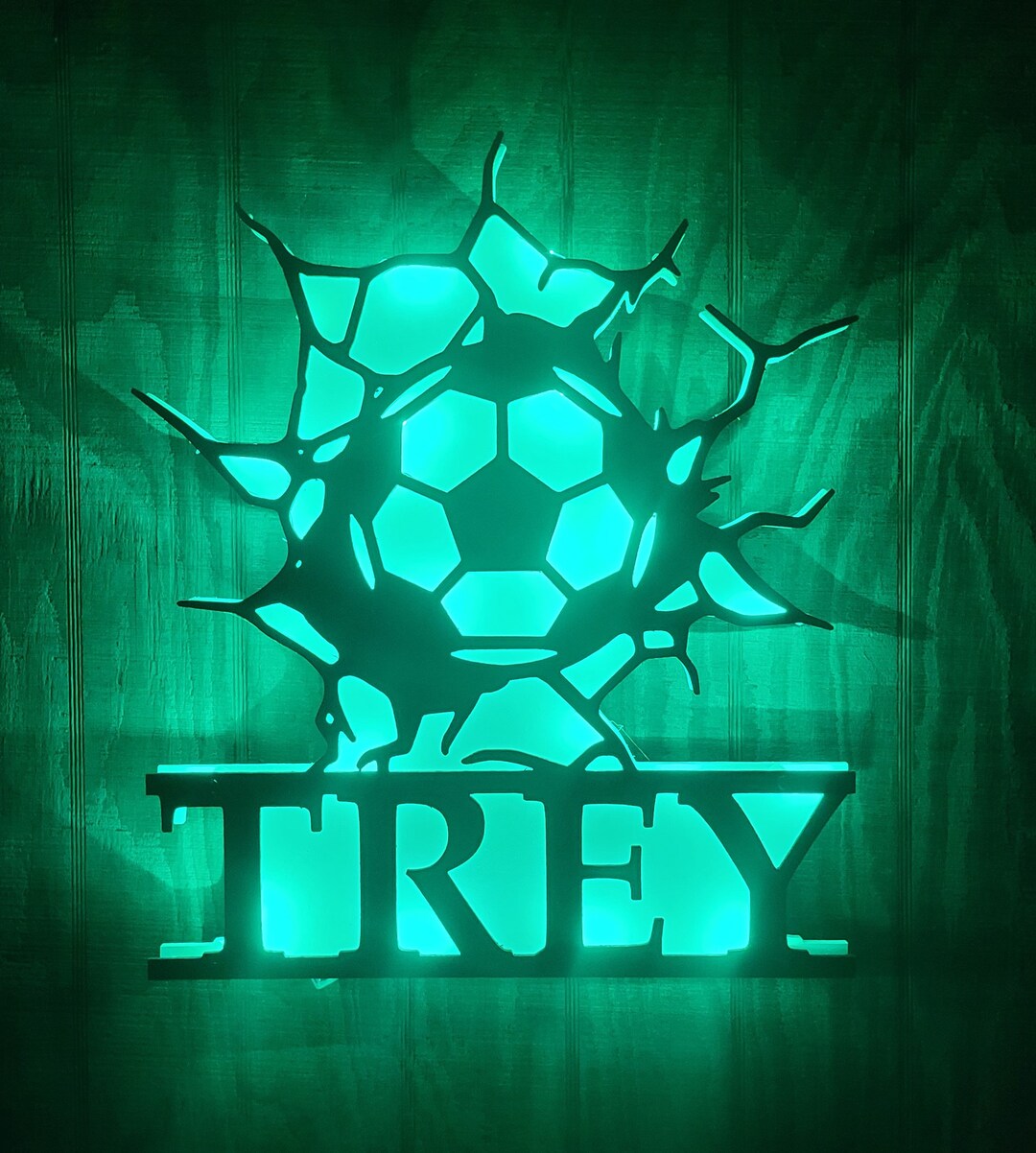 Personalized Soccer Sign With Led Lights, Kids Room Wall Décor, Gift ...