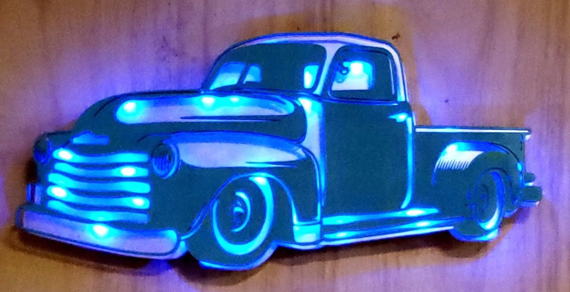 Old Style Pick up Lighted Sign, Man Cave Sign, She Cave Sign, Wall ...