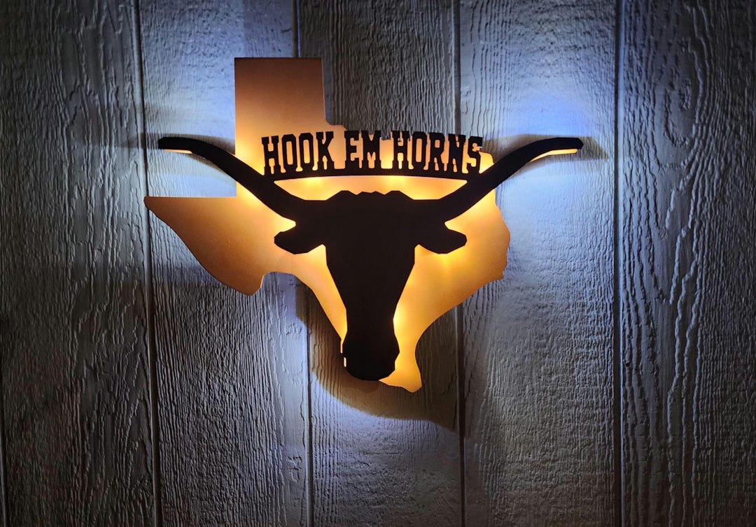 Longhorn on Texas, Personalized Custom LED Sign, Texas Man Cave Décor ...
