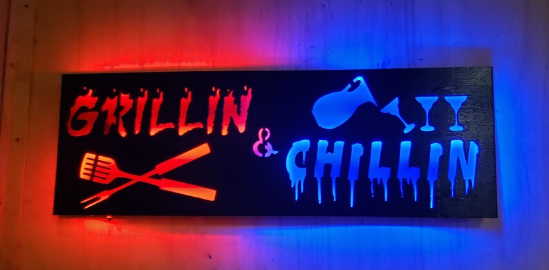 Grillin and Chillin LED Sign BBQ Lighted Sign Margarita Bar - Etsy