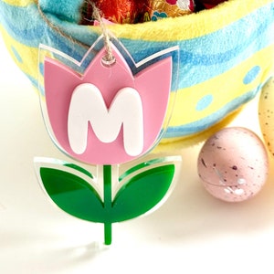 Tulip Bag Tags | Name Tags | Flower Keychain | Easter Decor - Etsy
