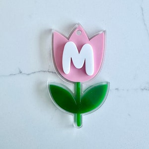 Tulip Bag Tags | Name Tags | Flower Keychain | Easter Decor - Etsy