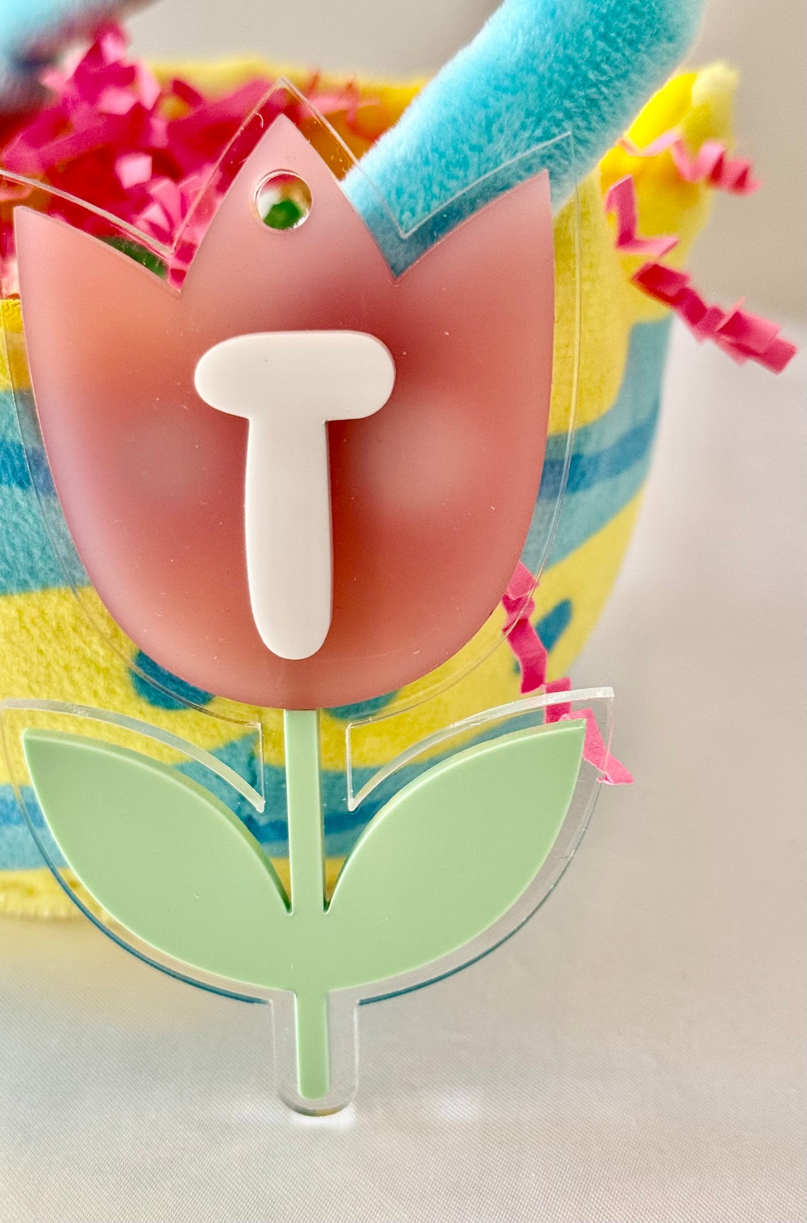 Tulip Bag Tags | Name Tags | Flower Keychain | Easter Decor - Etsy