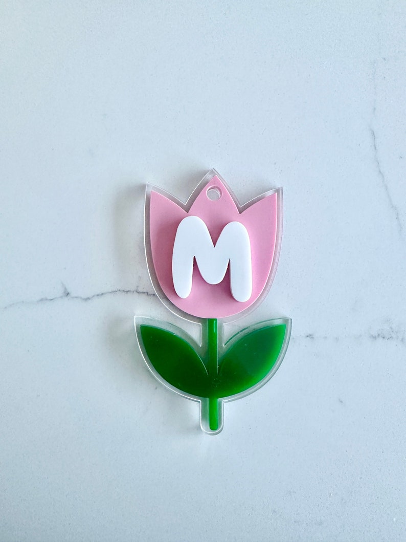Tulip Bag Tags | Name Tags | Flower Keychain | Easter Decor - Etsy