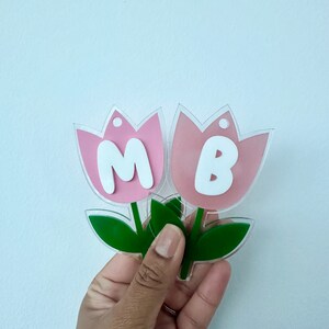Tulip Bag Tags | Name Tags | Flower Keychain | Easter Decor - Etsy