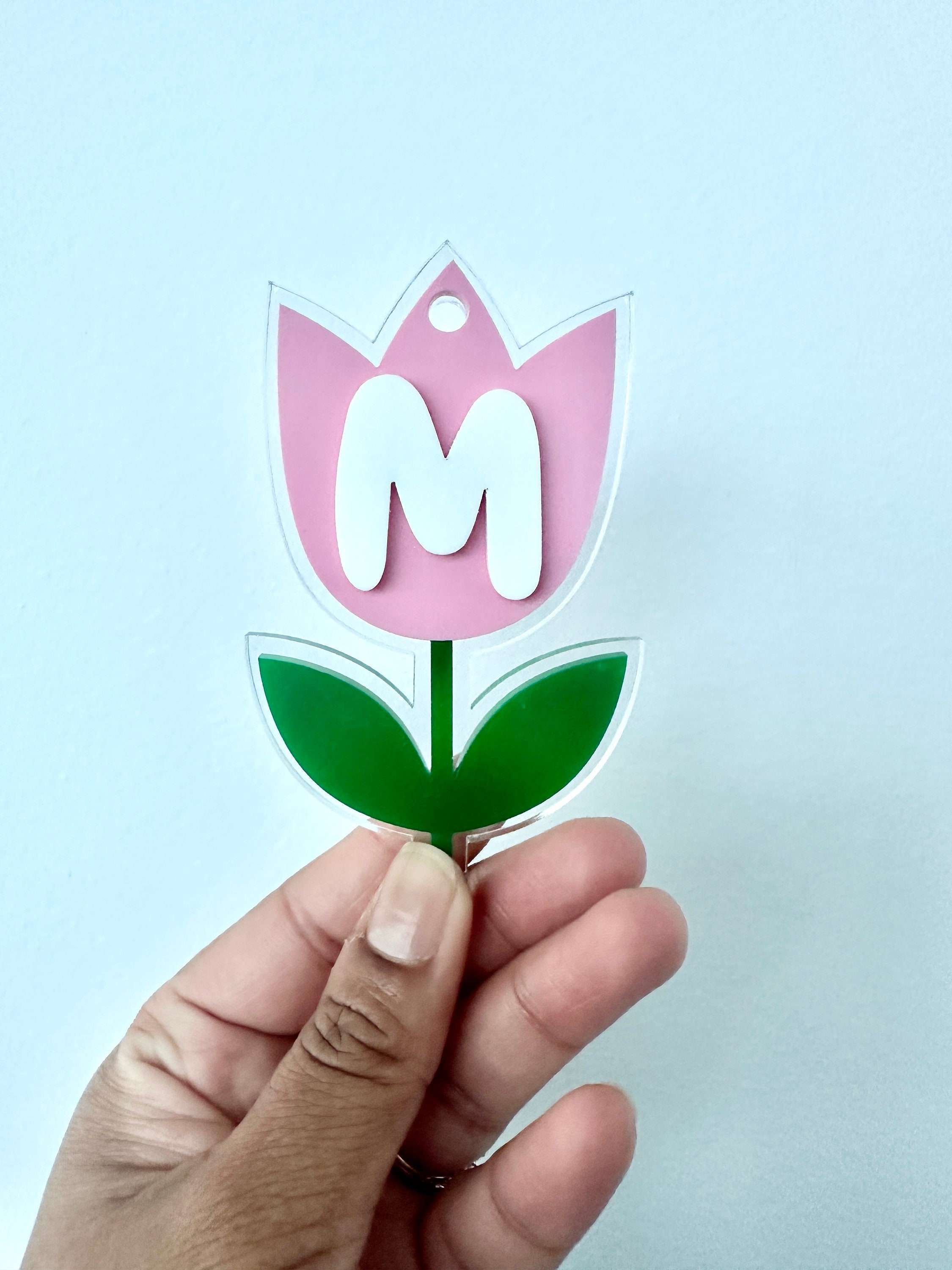 Tulip Bag Tags | Name Tags | Flower Keychain | Easter Decor - Etsy