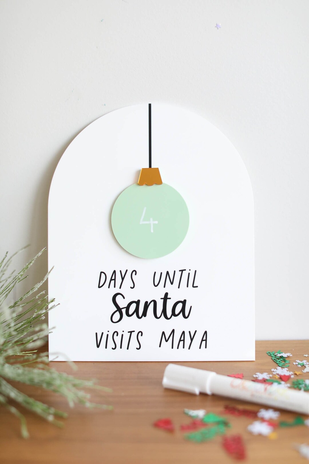 Custom Christmas Countdown Sign | Acrylic Days Until Christmas Reusable ...