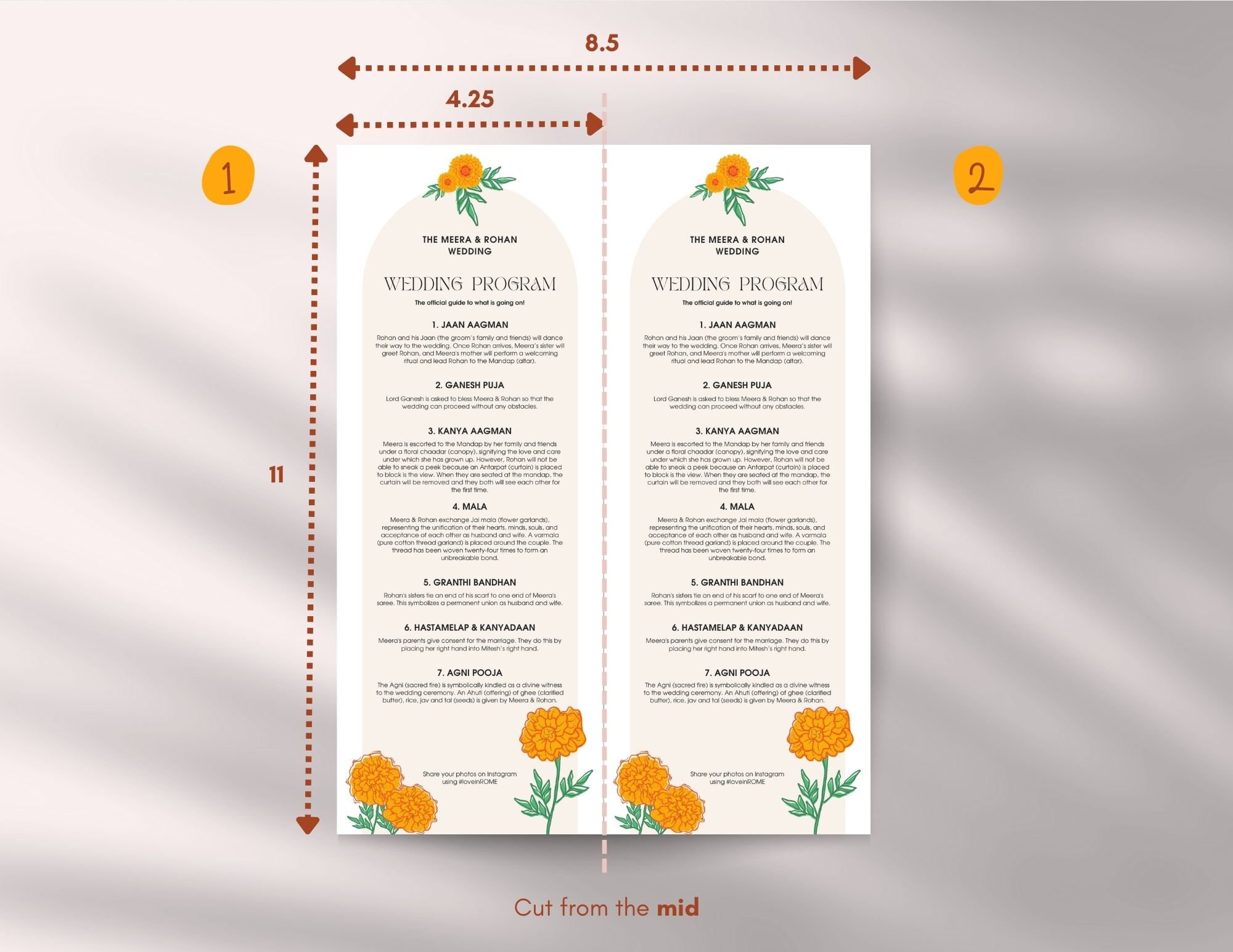 DIGITAL | 4.25x11 Hindu Wedding Program | Indian Shaadi Lagan ...