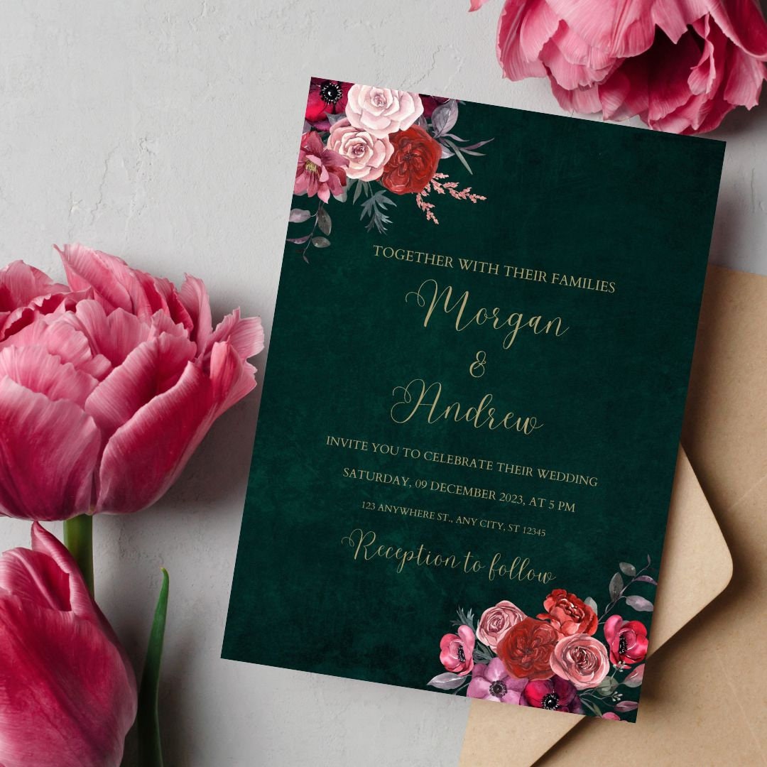 Jewel Tone Wedding Invitation and Sign Bundle - Etsy
