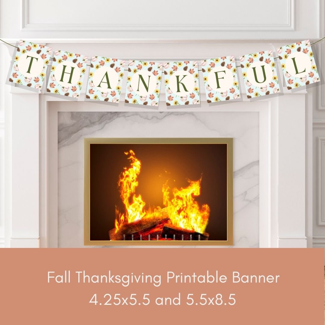 Fall Thanksgiving Printable Banner Thanksgiving Decorations Thankful ...