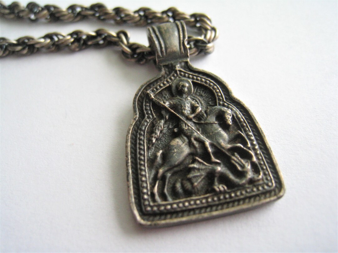 Vintage Silver Amulet George the Victorious Religious Protections ...