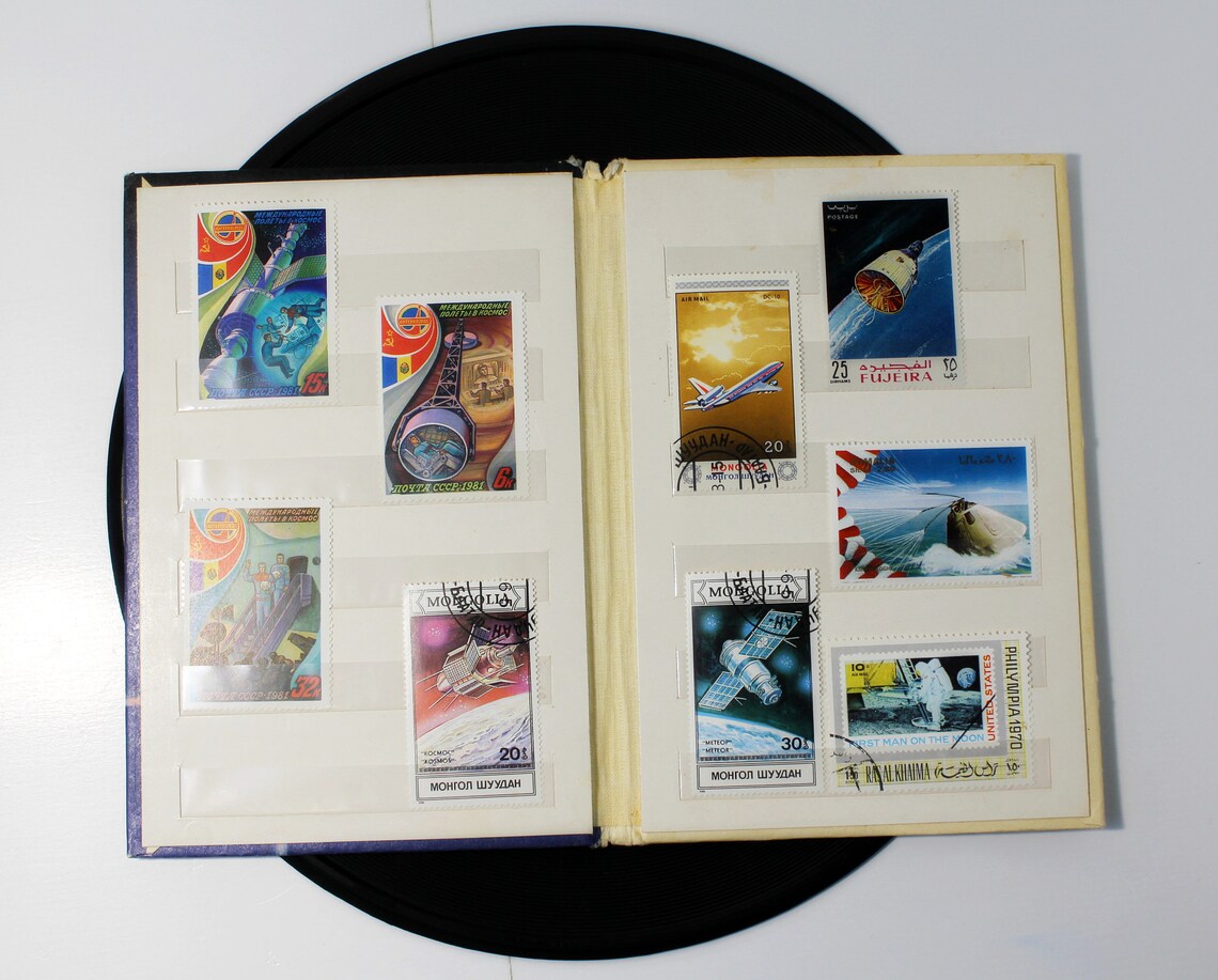 Vintage Postage Stamp Album Postage Stamps About Space - Etsy