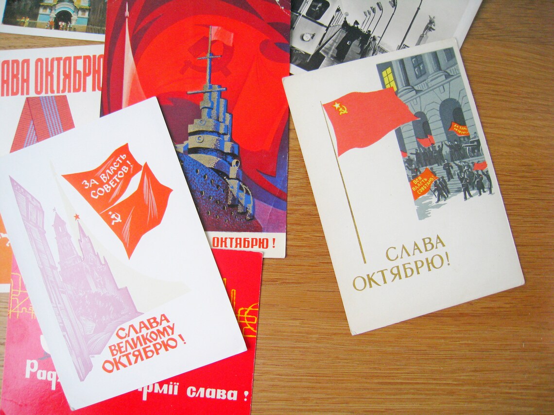 Set of Vintage Greeting Cards Soviet USSR Paper Card Made in - Etsy