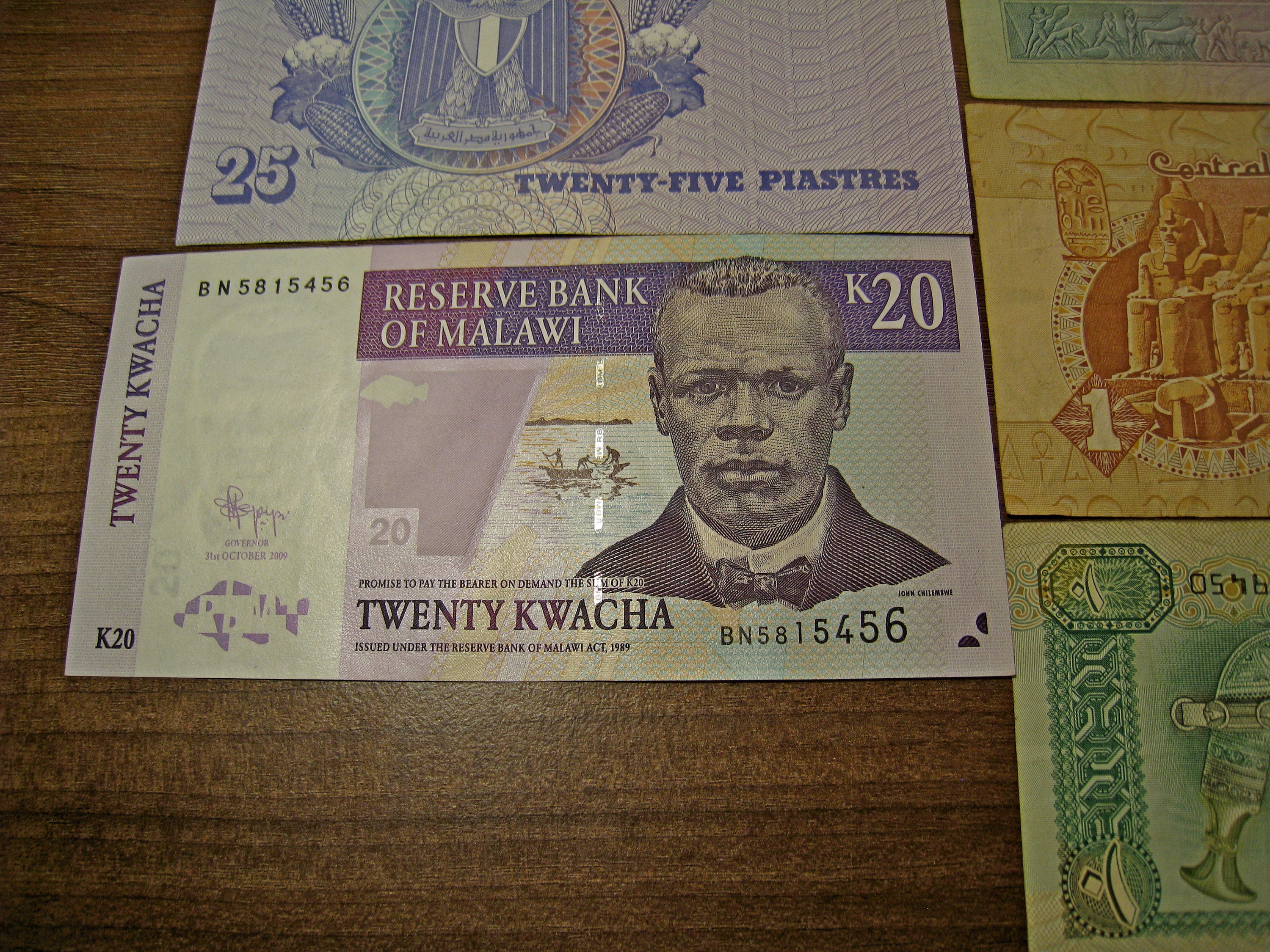 Banknoten der Welt Papiergeld aus Afrika Malawi 20 Kwochi Arabische ...