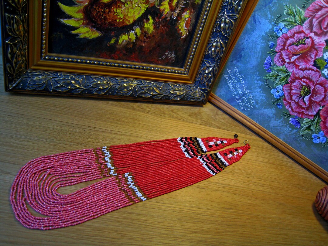 Vintage Beaded Necklace: USSR Antique Red Seed Bead Decoration - Etsy