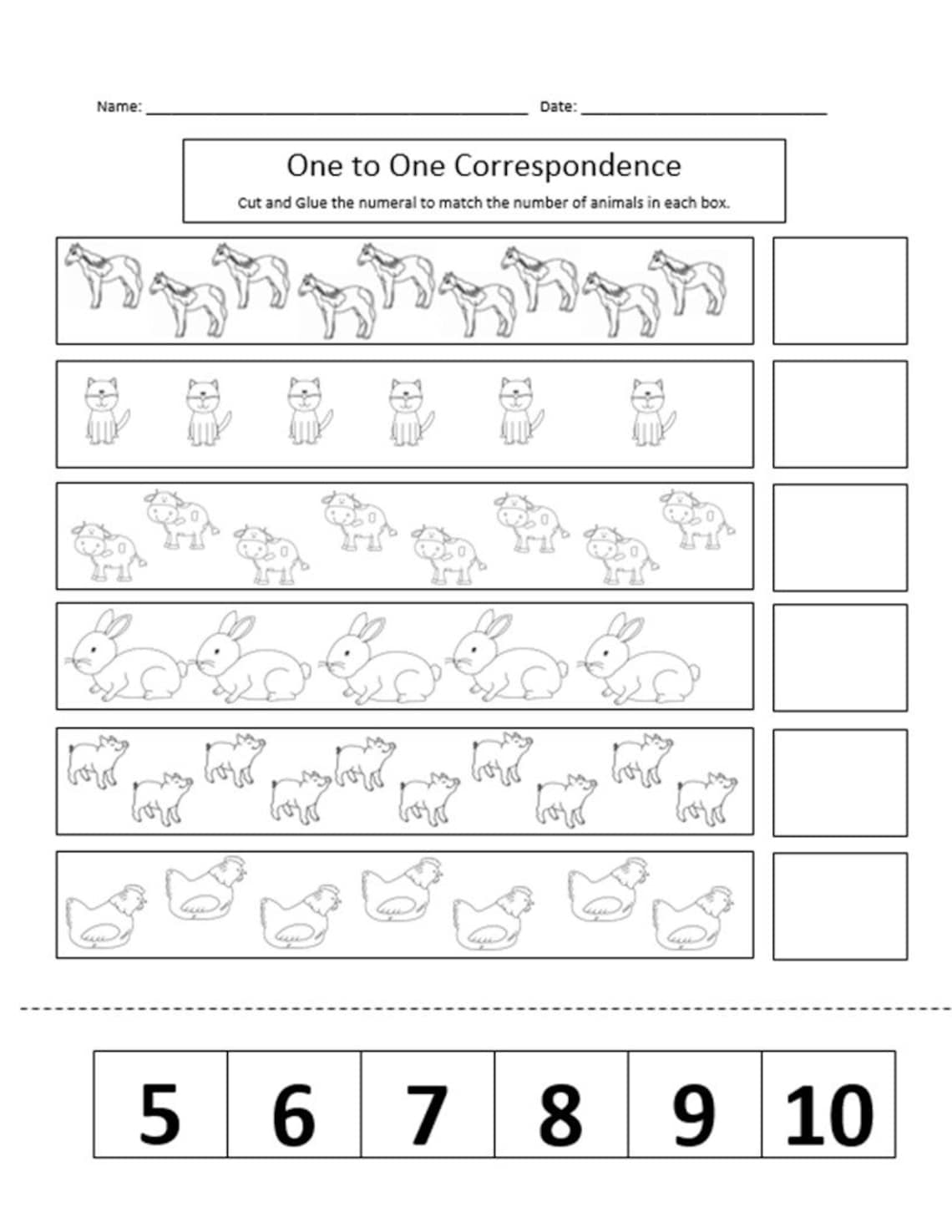 Practice Counting From 0-20 One to One Correspondence - Etsy
