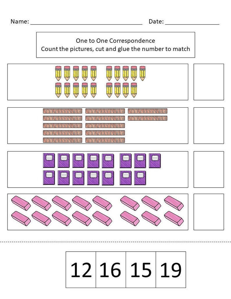 Practice Counting From 0-20 One to One Correspondence - Etsy