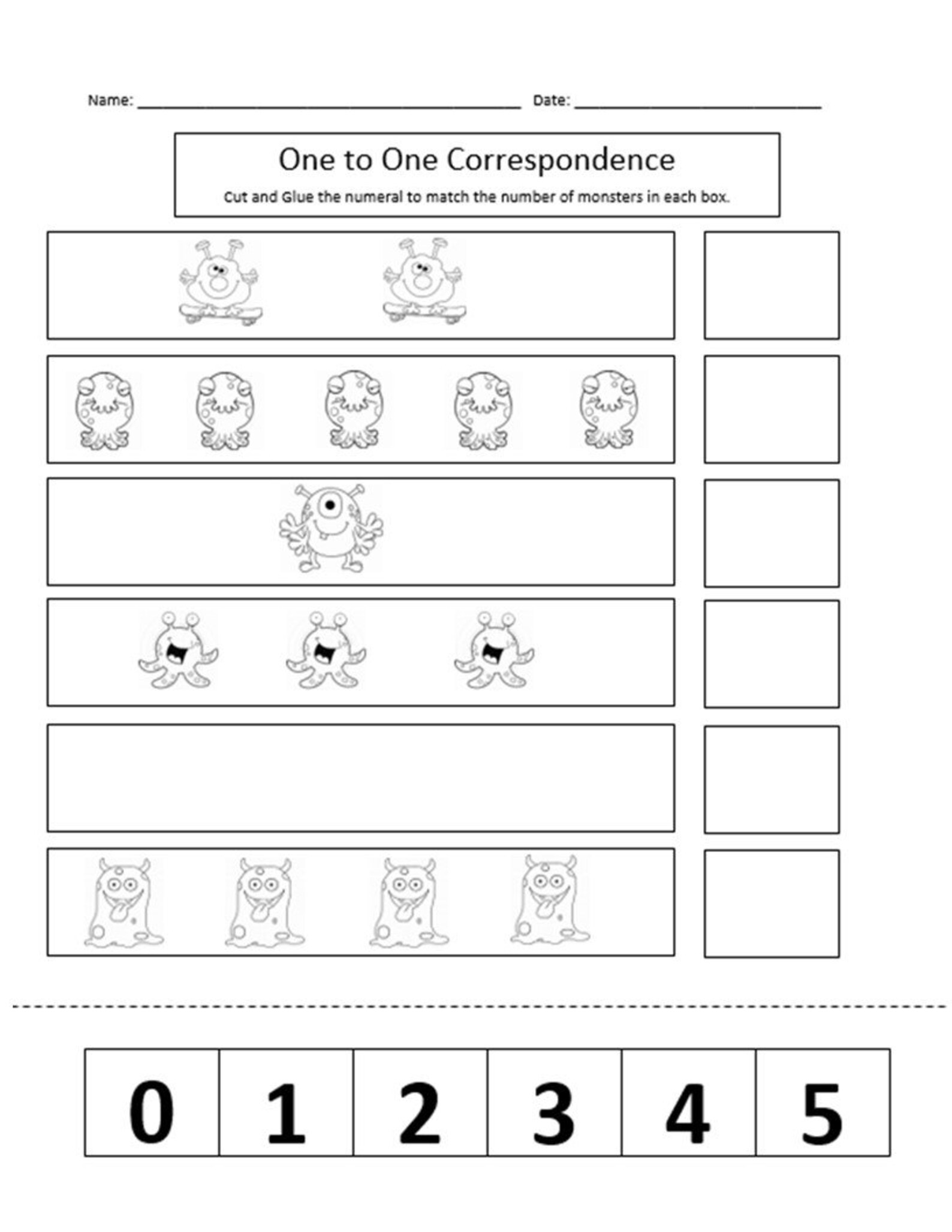 Practice Counting From 0-20 One to One Correspondence - Etsy