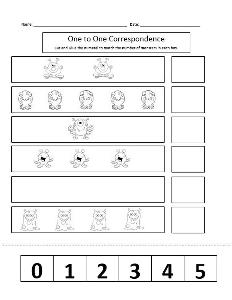 Practice Counting From 0-20 One to One Correspondence - Etsy