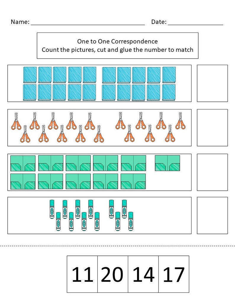 Practice Counting From 0-20 One to One Correspondence - Etsy