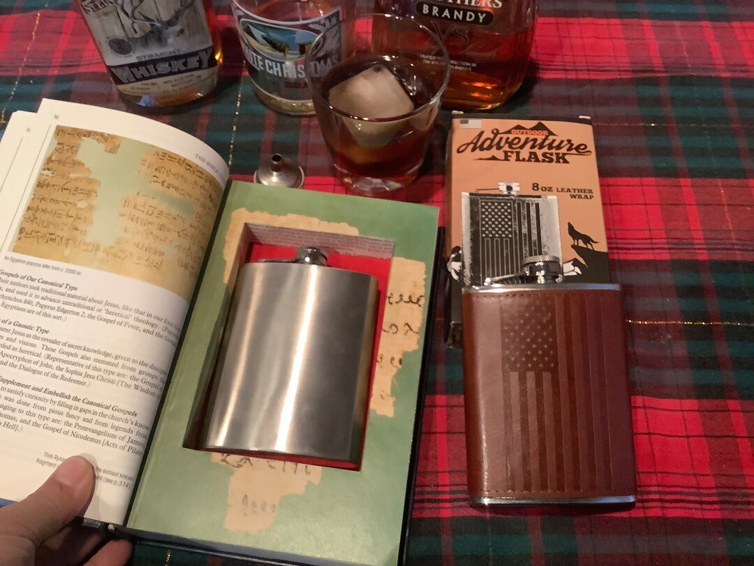 Hollowed Out Flask Book the Illustrated Bible With 8oz SS - Etsy