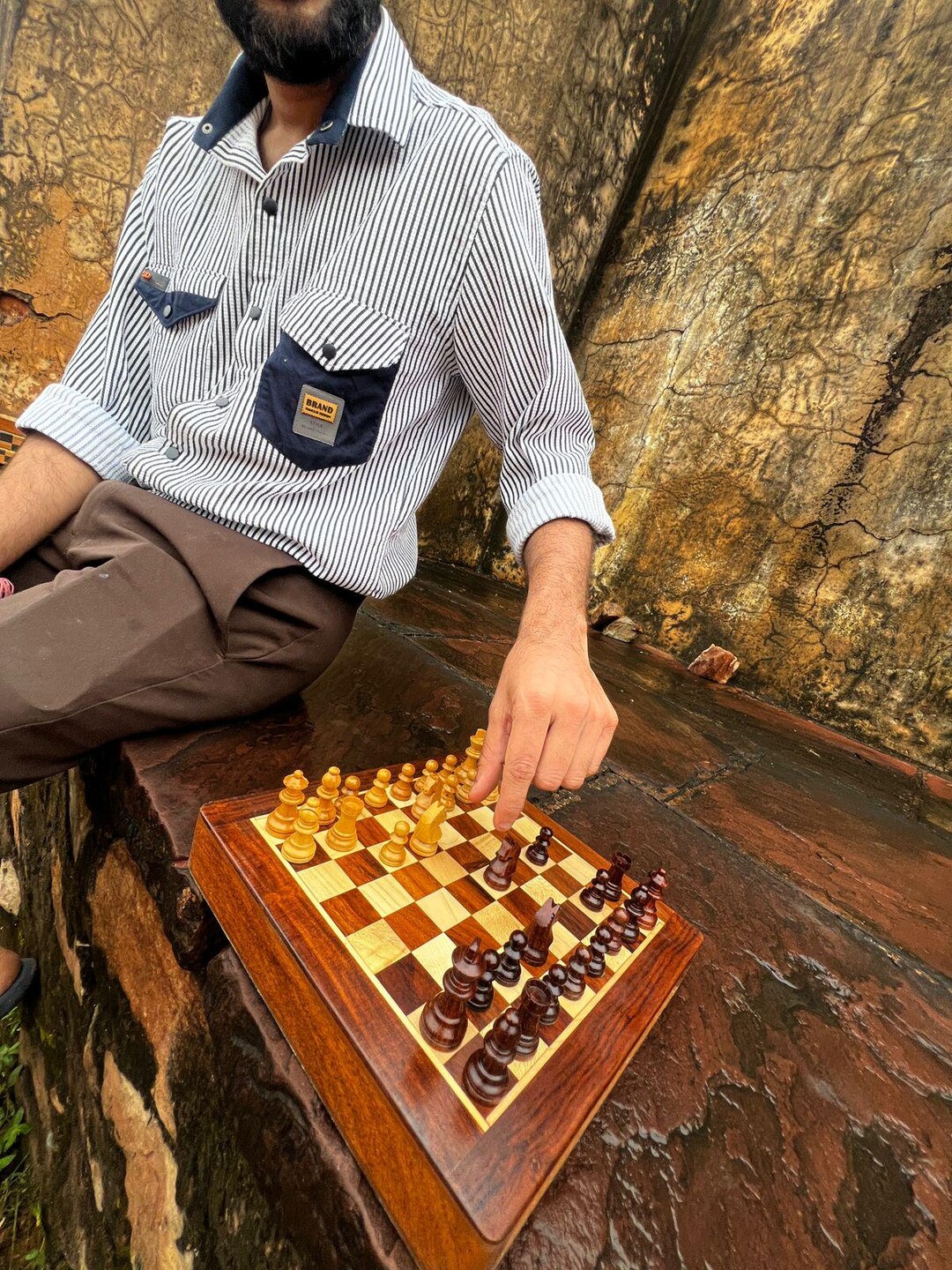 Sliding Magnetic Chess Set Solid Wood Handmade India Chess 7x7 In-built ...