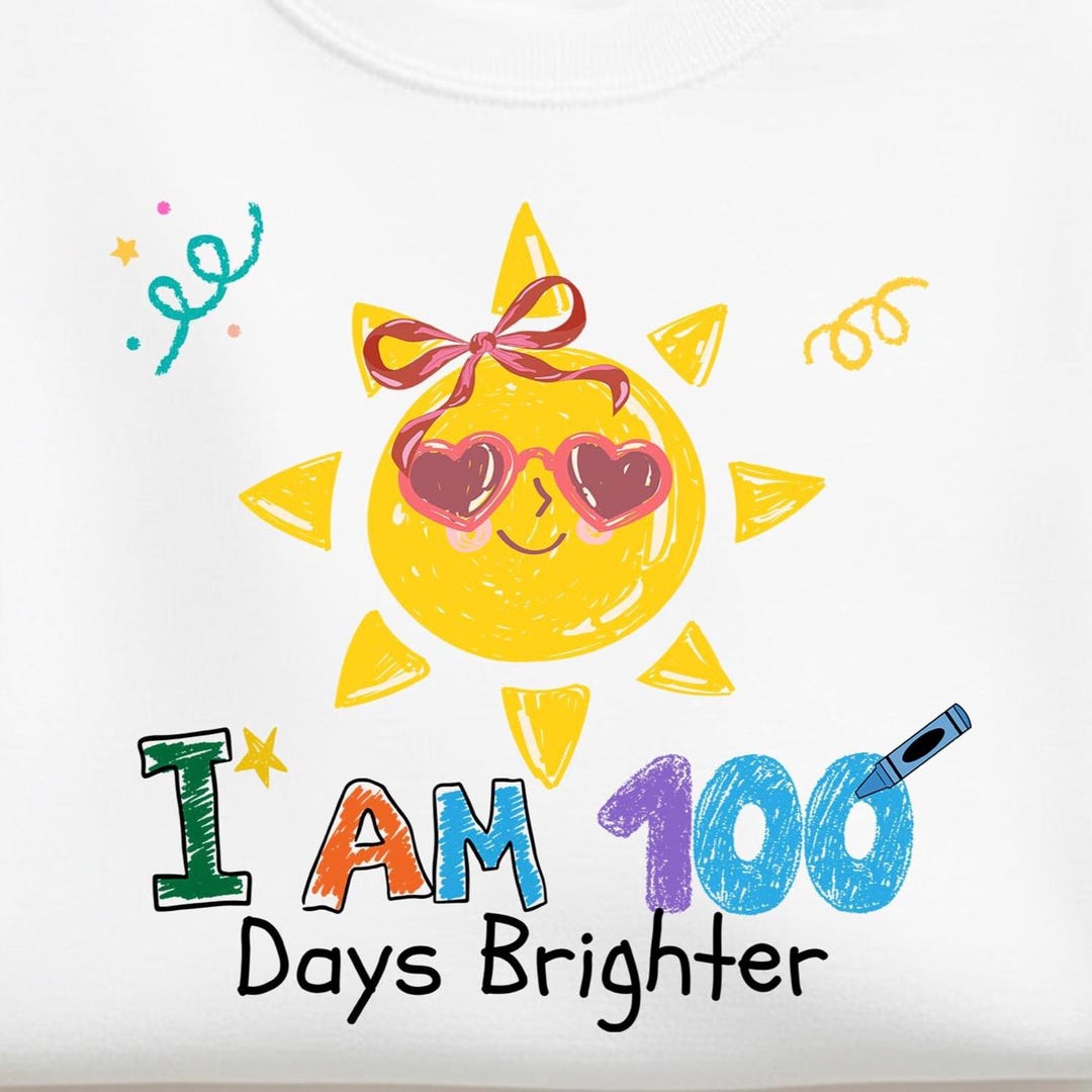 I Am 100 Days Brighter PNG, Hand Drawn Retro Happy 100 School Days ...