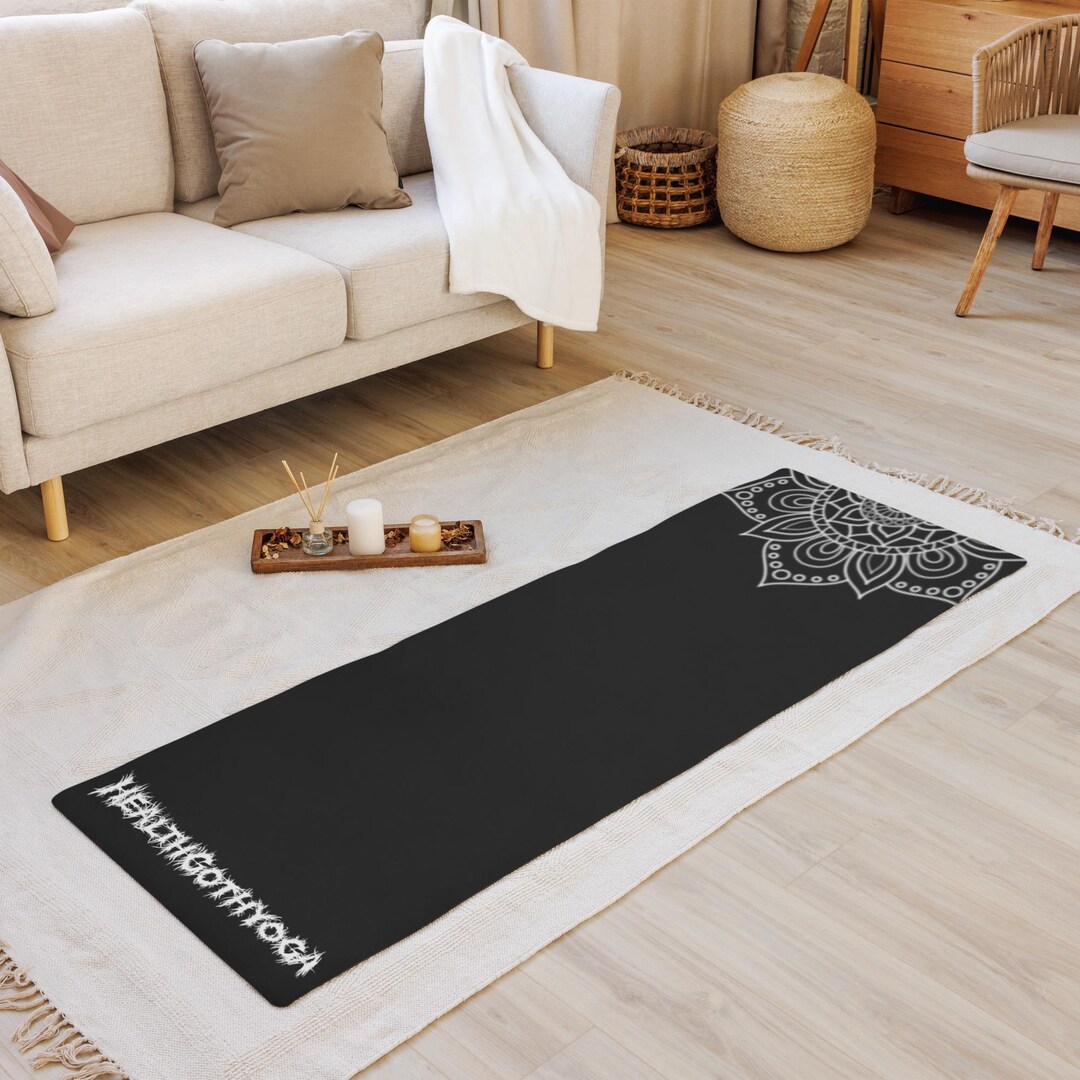 Simple Black Mandala Goth Yoga Mat - Etsy
