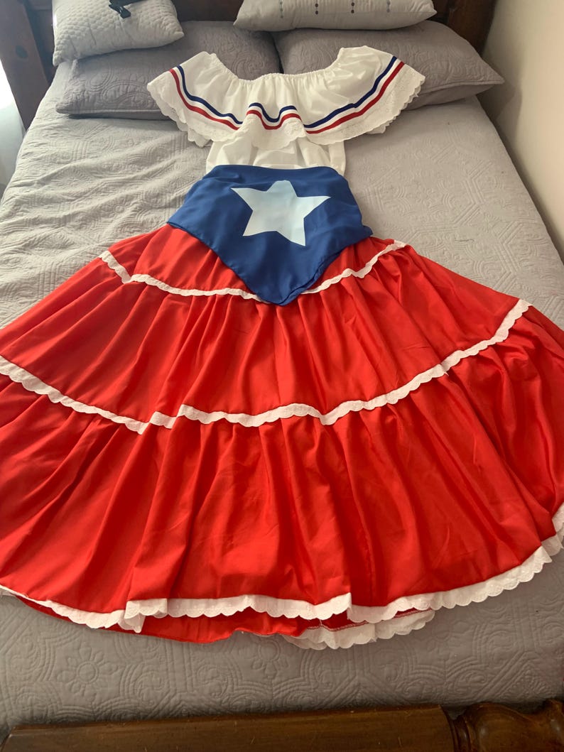 Puerto Rico Traditional Bomba Dress for Ladies - Etsy