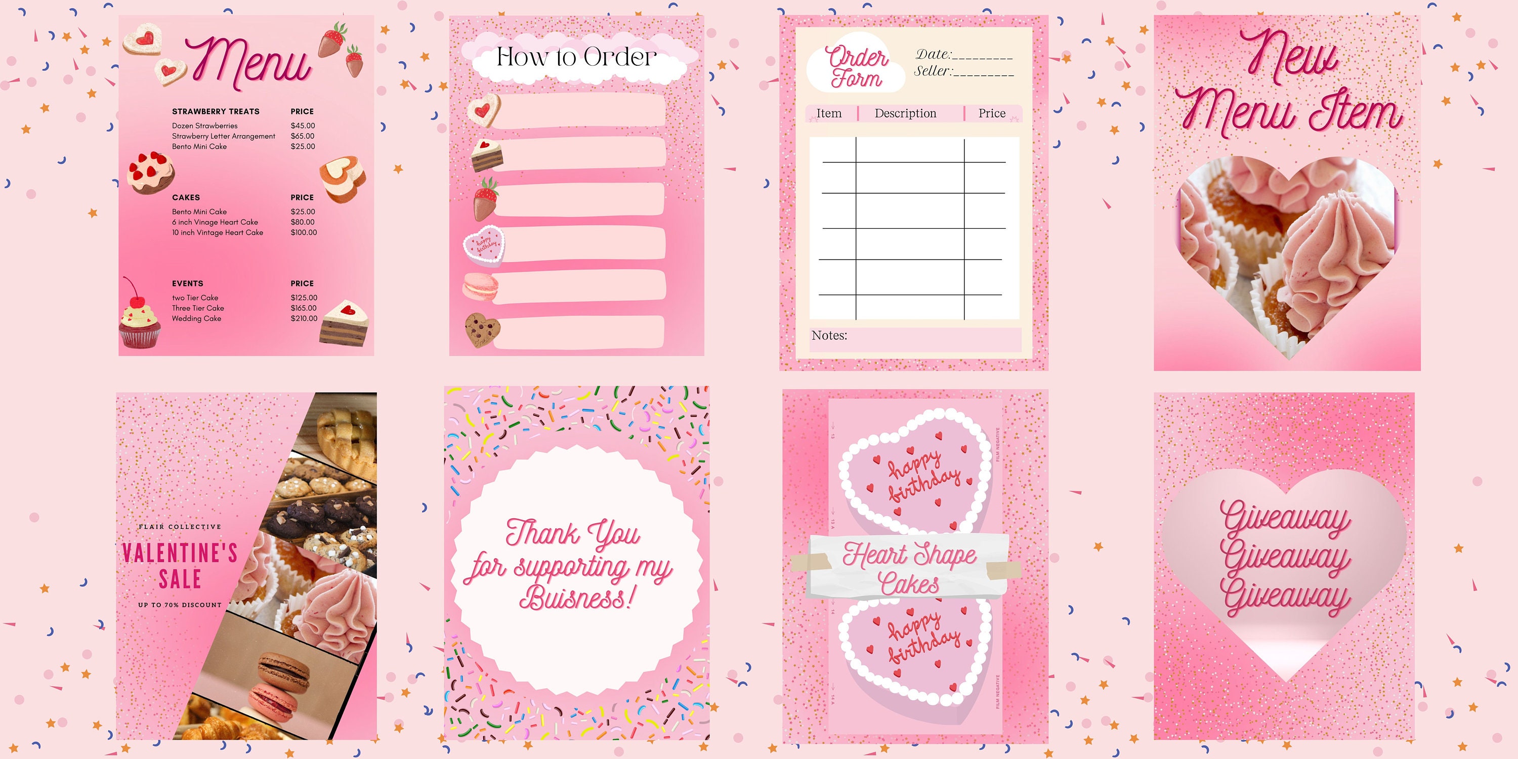 Beautiful Pink Essential Bakery Templates / Canva Template / Open to ...