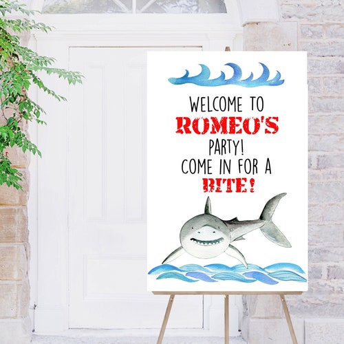 Shark Birthday Sign INSTANT DOWNLOAD Shark Birthday Welcome - Etsy