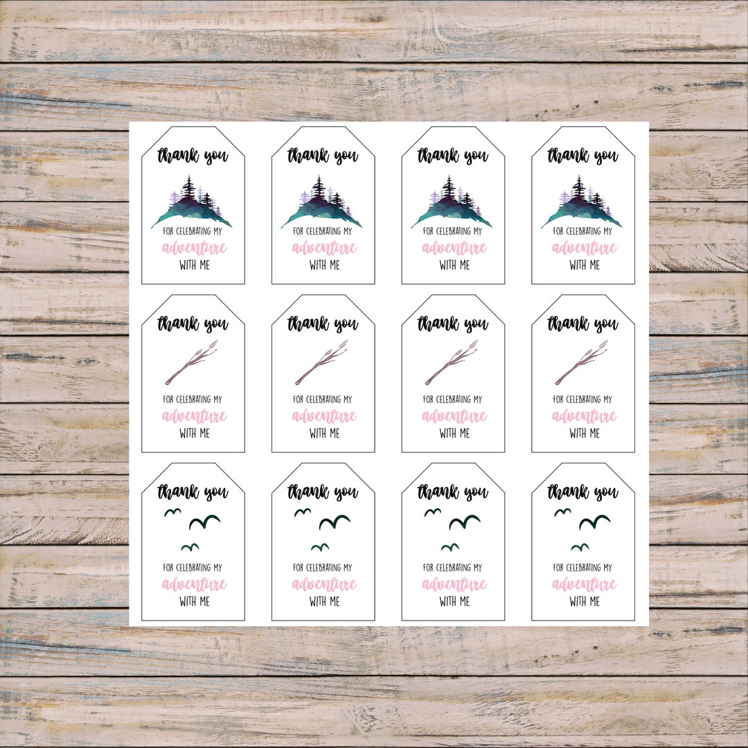 Adventure Birthday Favor Tags, INSTANT DOWNLOAD, Outdoors Birthday ...