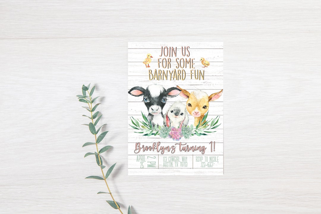 Barnyard Birthday Invitations, Cow Birthday, Farm Birthday Invitation ...