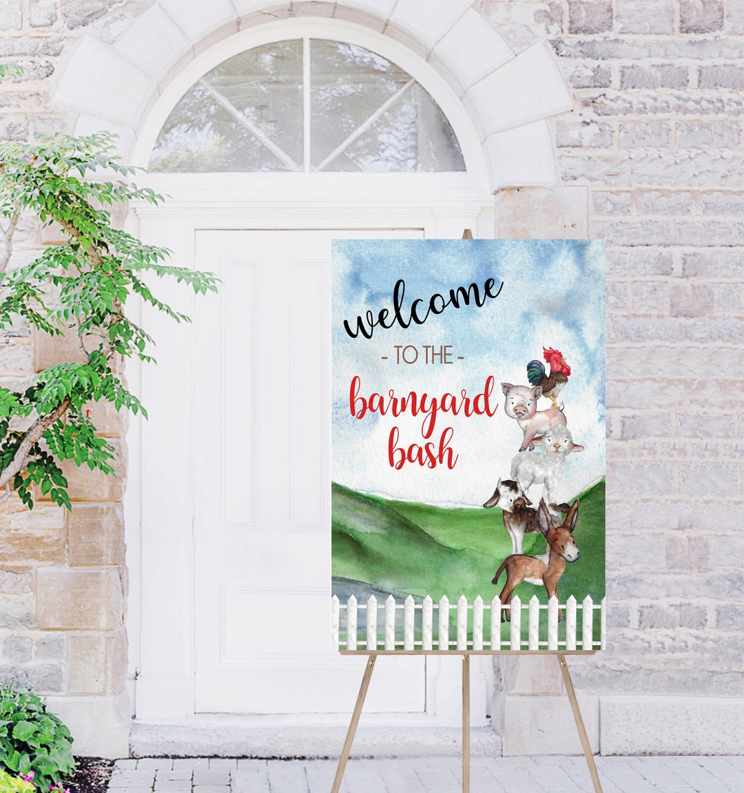 Barnyard Birthday Sign, INSTANT DOWNLOAD, Farm Birthday Welcome Sign ...
