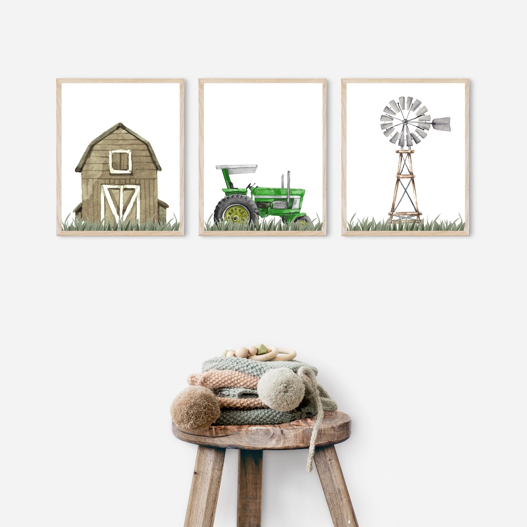 Barnyard Baby Nursery, Farm Nursery, Kids Room Prints, Tractor Baby ...