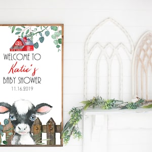 Barnyard Baby Shower Sign, Farm Baby Shower Welcome Sign, Cow Baby ...