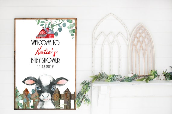 Barnyard Baby Shower Sign Farm Baby Shower Welcome Sign Cow | Etsy