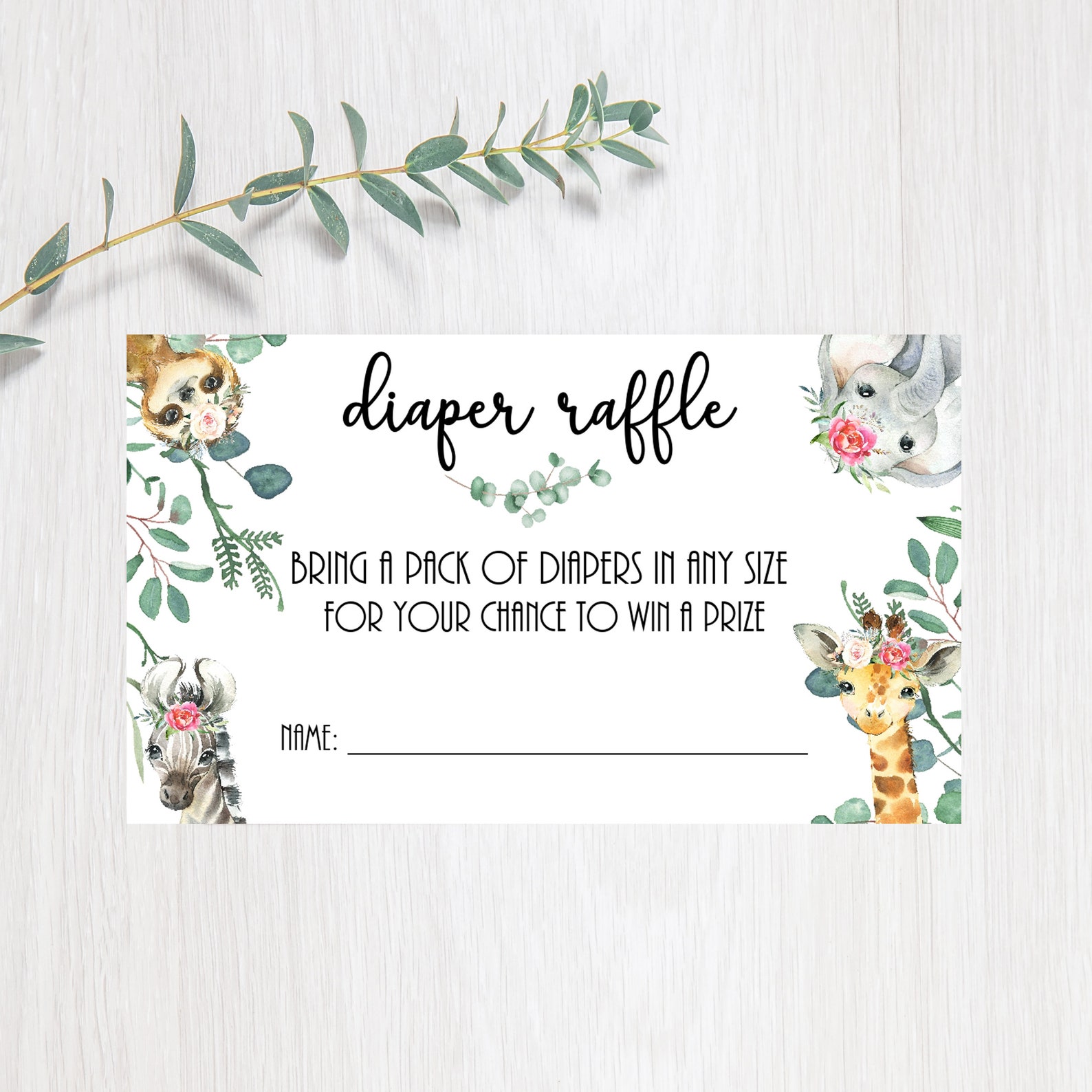 Baby Shower Diaper Raffle, Jungle Baby Shower, Diaper Raffle Tickets ...