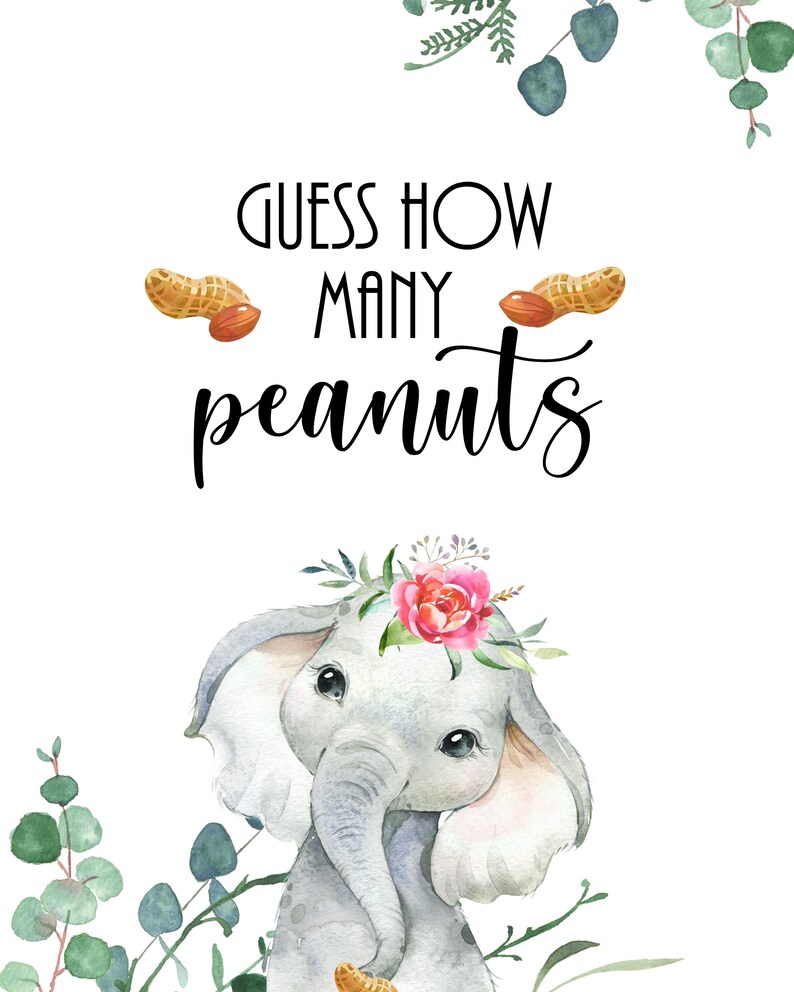 Guess How Many Peanuts Baby Shower Games Baby Shower Sign - Etsy