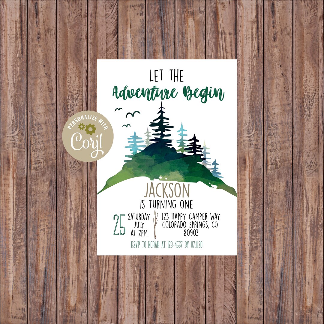Adventure Birthday Invitation, INSTANT DOWNLOAD, Printable Outdoors ...