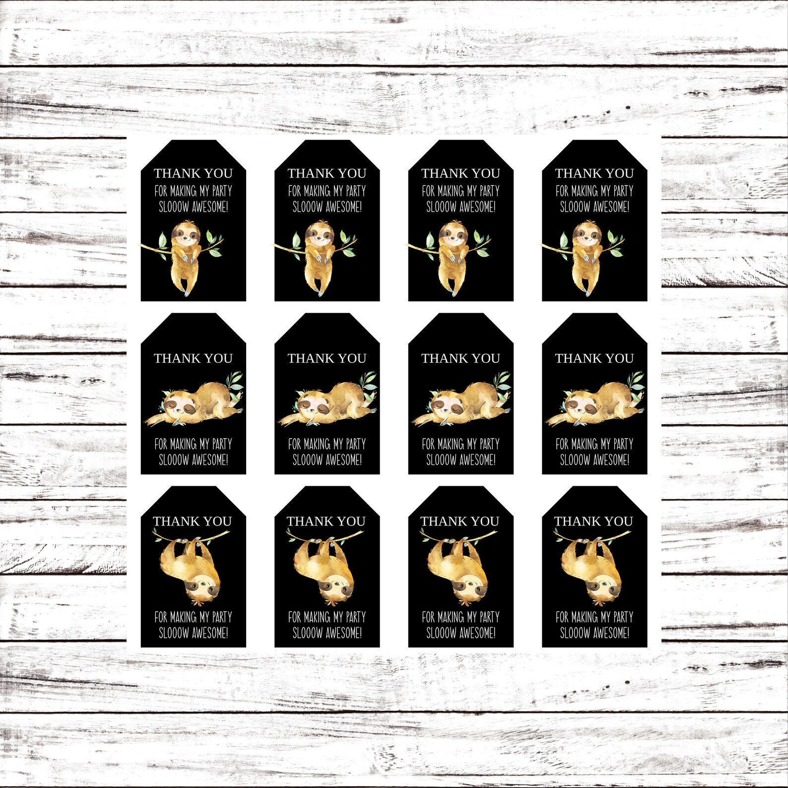 Sloth Birthday Party Favors, INSTANT DOWNLOAD, Printable Sloth Favors ...