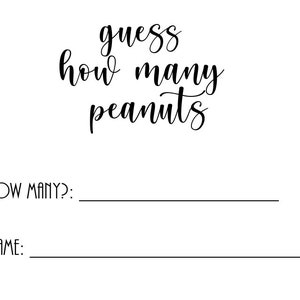 Guess How Many Peanuts, Baby Shower Games, Baby Shower Sign, Printable ...