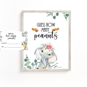 Guess How Many Peanuts, Baby Shower Games, Baby Shower Sign, Printable ...