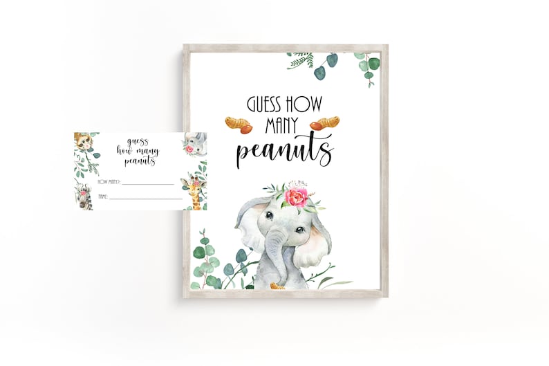 Guess How Many Peanuts Baby Shower Games Baby Shower Sign - Etsy