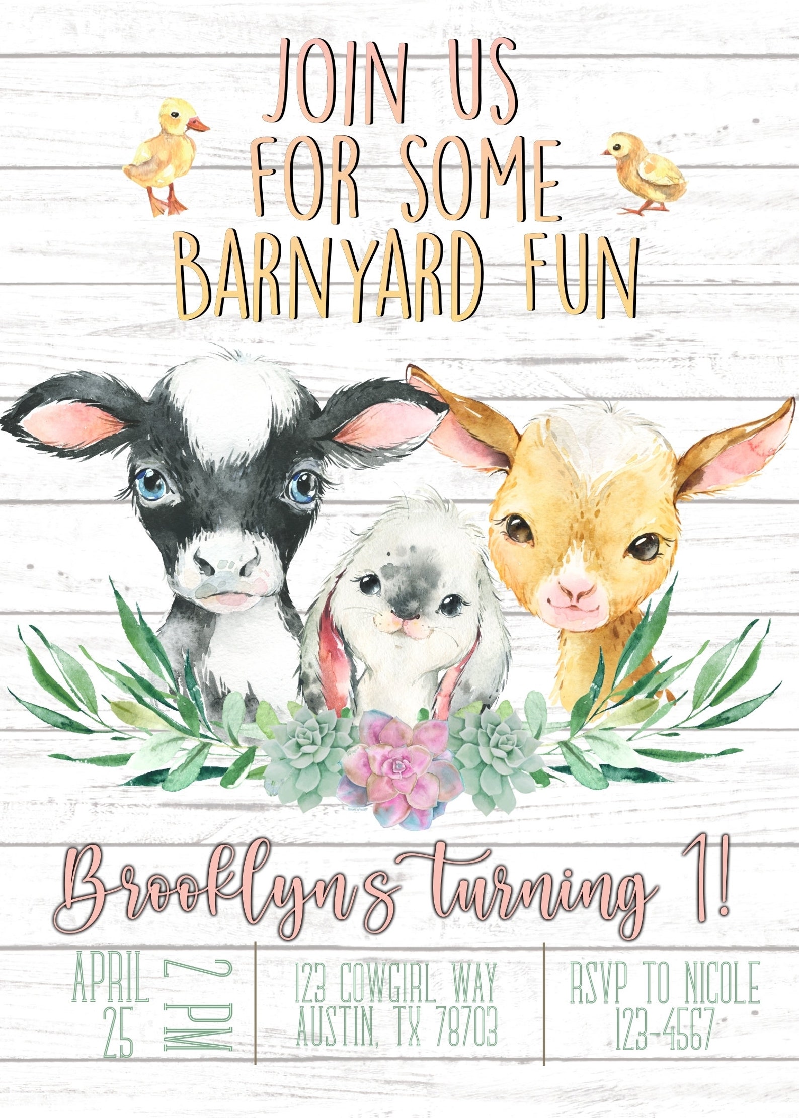Barnyard Birthday Invitations, Cow Birthday, Farm Birthday Invitation ...