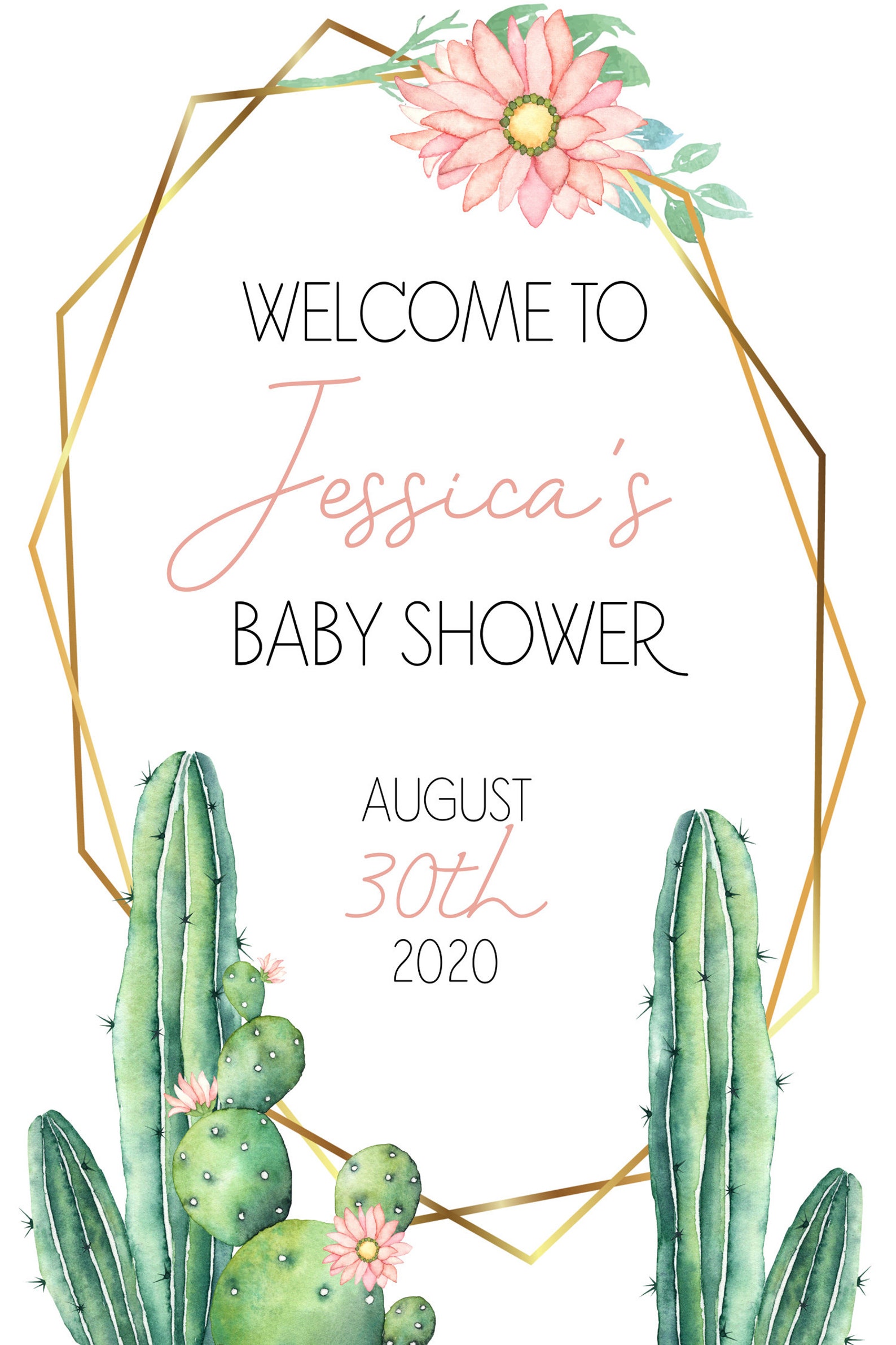Baby Shower Welcome Sign Cactus Baby Shower Sign Girl Baby | Etsy