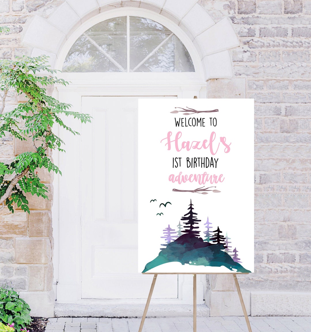 Adventure Birthday Welcome Sign, INSTANT DOWNLOAD, Outdoors Birthday ...