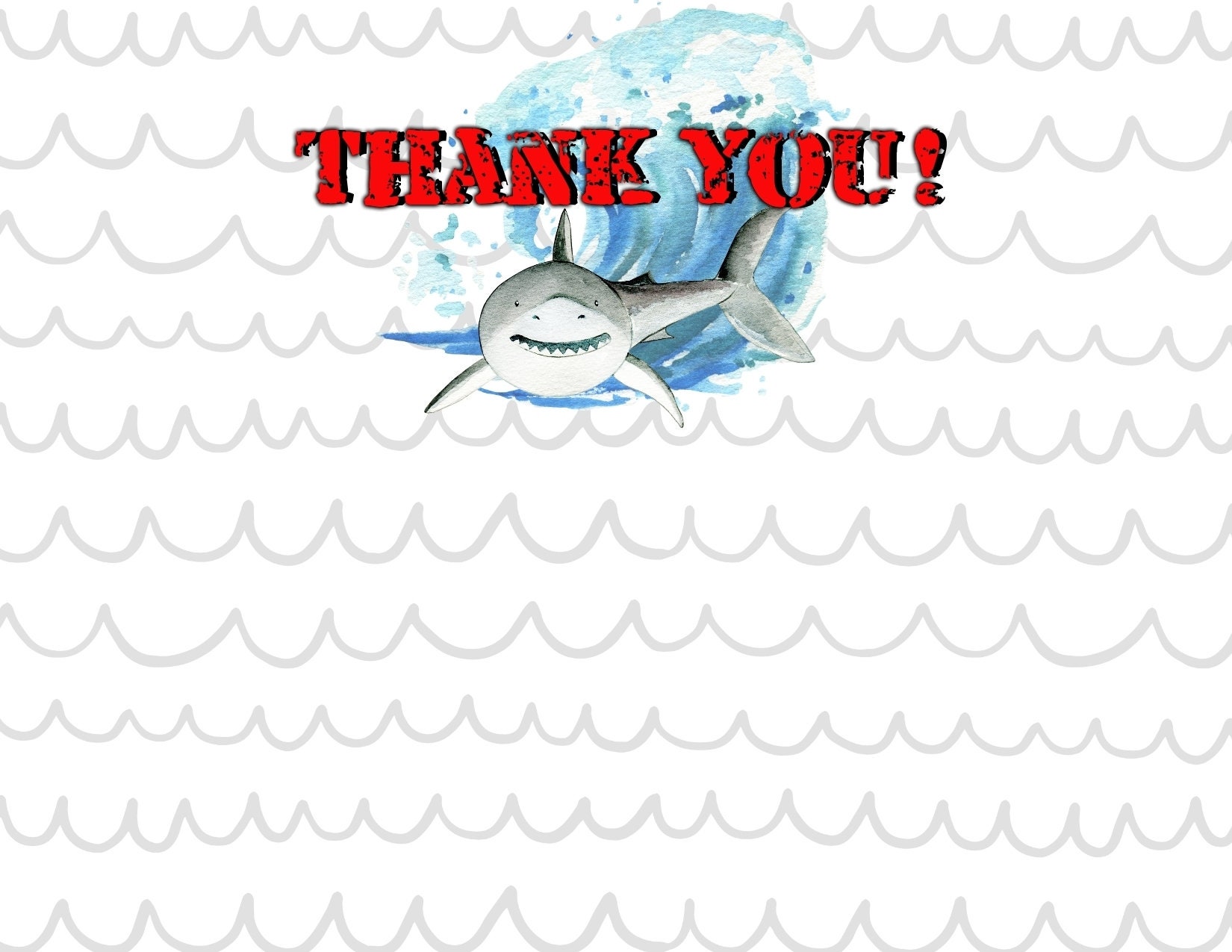 Shark Thank You Card Shark Themed Party Shark Thank You - Etsy
